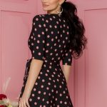 Rochie LaDonna Neagra Petrecuta Cu Buline Roz Prafuit Imprimate Si Tull ...